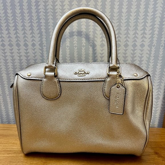 Coach | Bags | Coach Mini Bennett Satchel Handbag Metallic Platinum ...